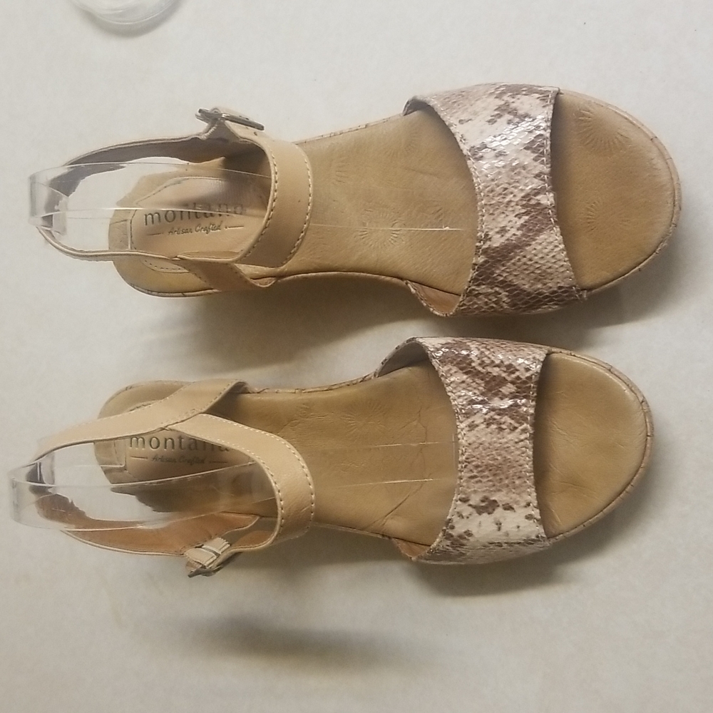 Montana Artisan Crafted Leather Wedge Sandals 10 M - Gem